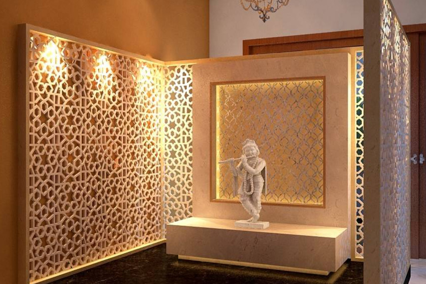 Contemporary Pooja Room Interiors in Coimbatore